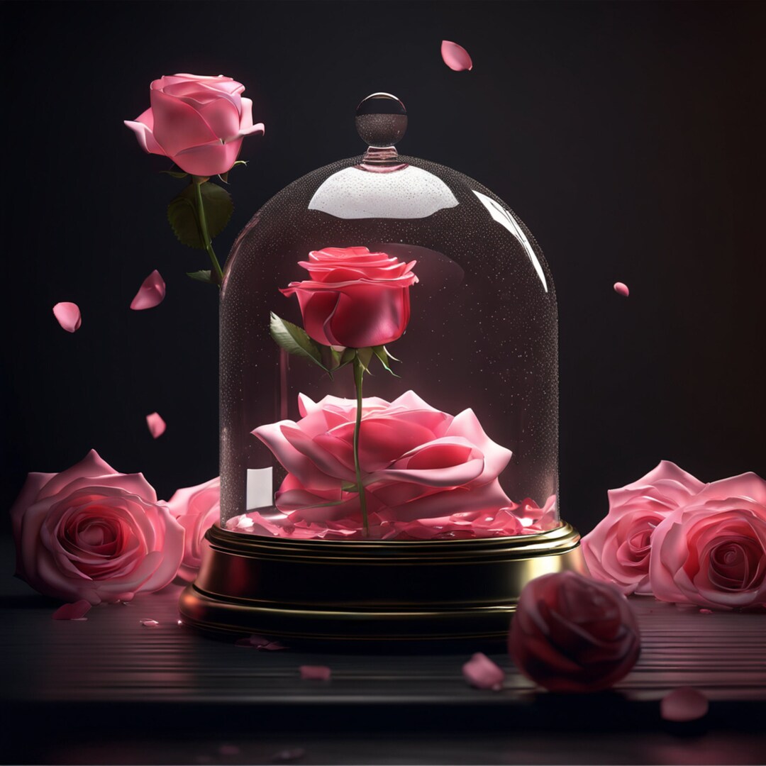 Bell Rose,rose in Jar, Beauty and the Beast, Glass Rose, Beauty and the ...