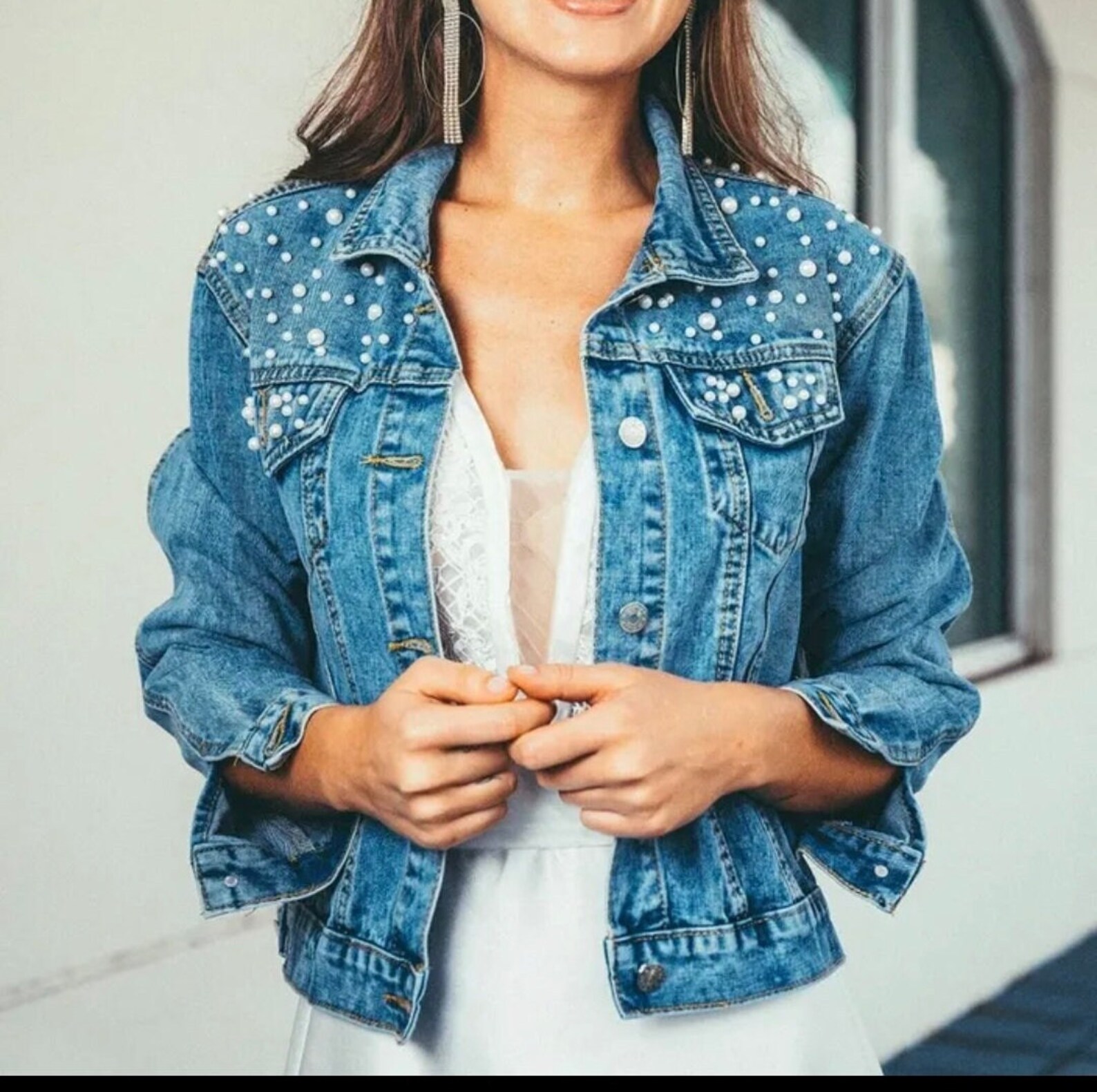147 jean Jacket With Pearl Embroidery Jeand Jacket for - Etsy