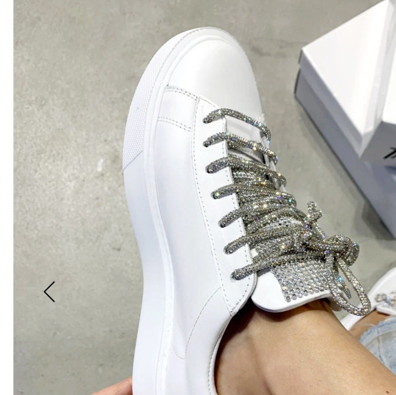 White Leather Sneakers Rhinestones Sneakers Swarovski Shoes - Etsy