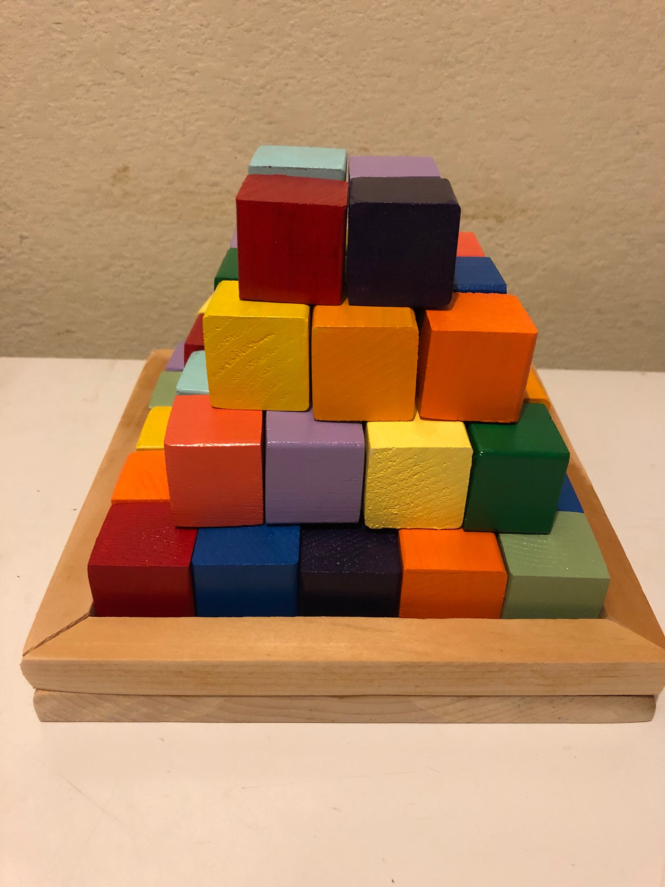 3D Block Pyramid With Tray - Etsy