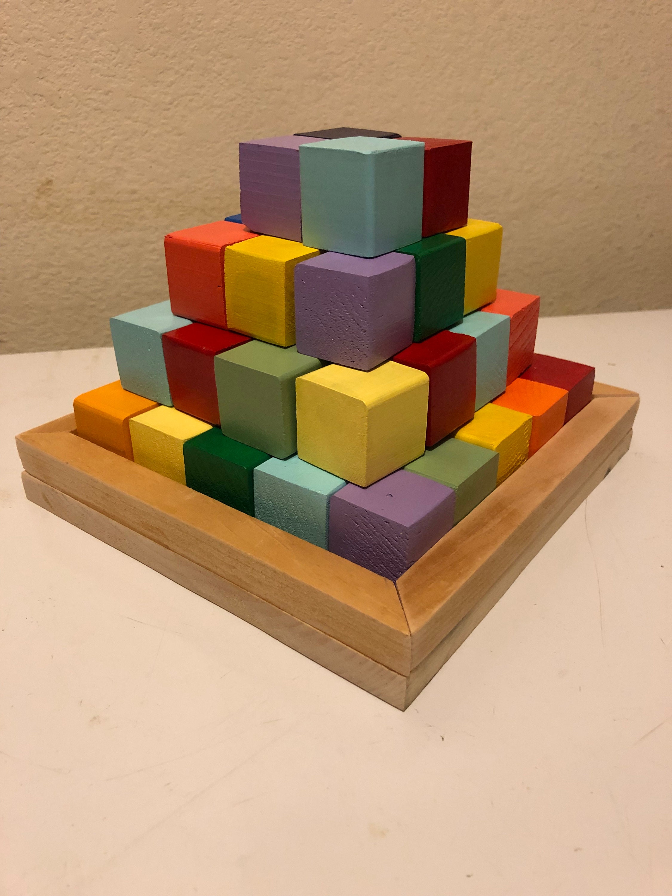3D Block Pyramid With Tray - Etsy