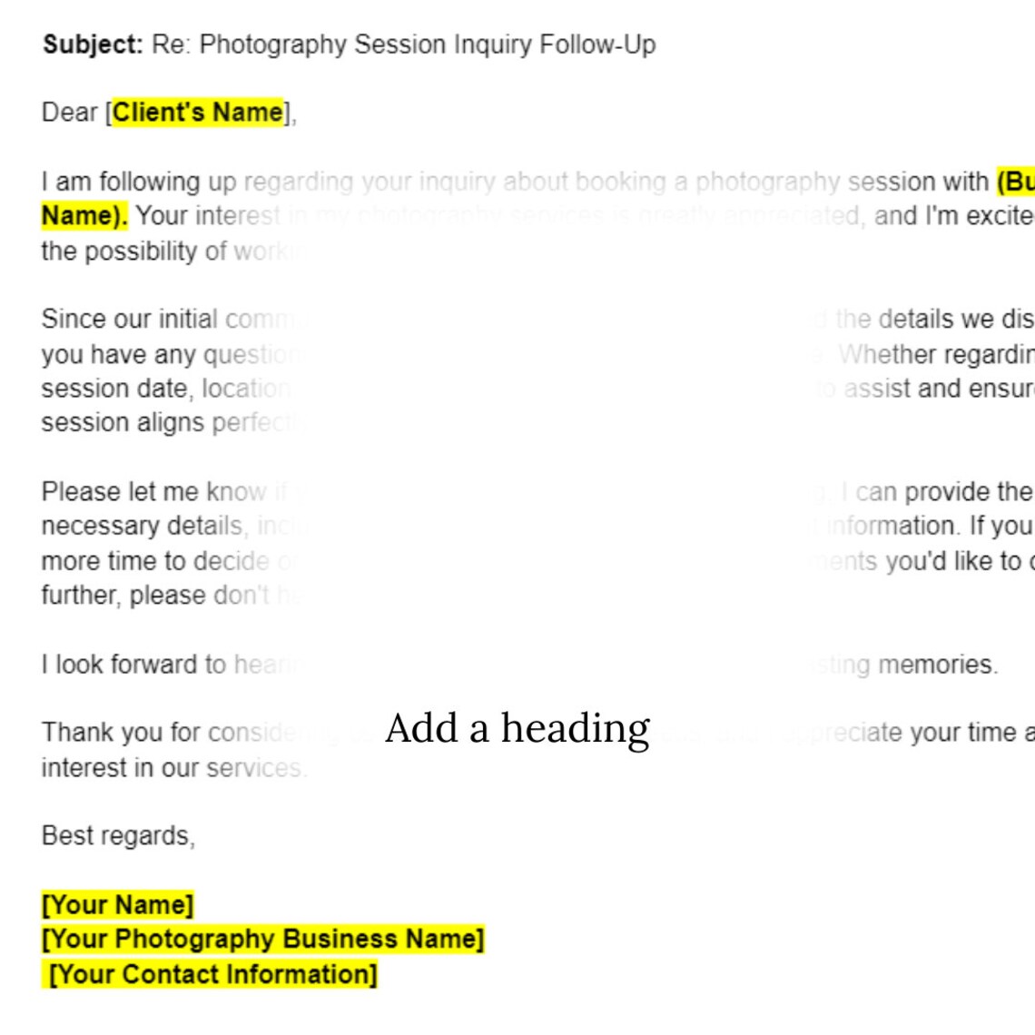 25 Essential Photography Email Templates | Professional Photographer ...