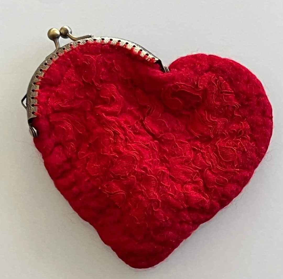 Heart Nunofelting Red Money Bag Wallet Woman Fashion Small Elegant ...