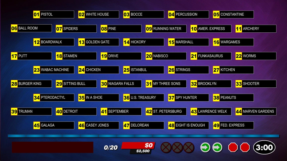 Winning Lines: Wonderwall Game Show Software - Etsy