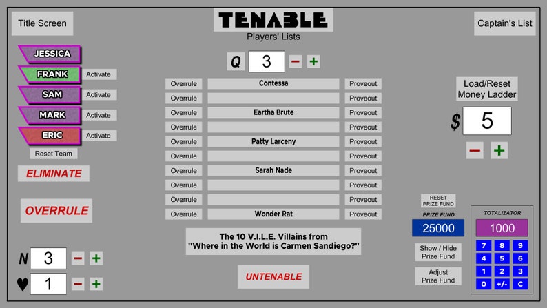 Tenable - Game Show Software - Etsy