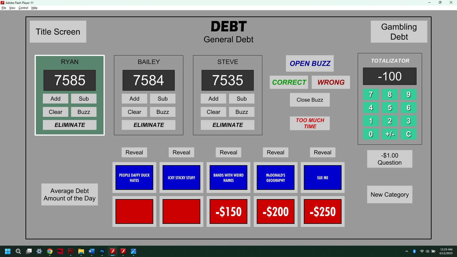 Debt - Game Show Software - Etsy