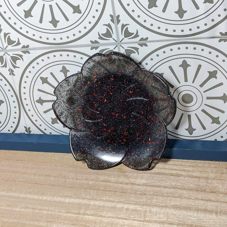 Black and Red Gothic Trinket Dish - Cherry Blossom Shaped Tray ...