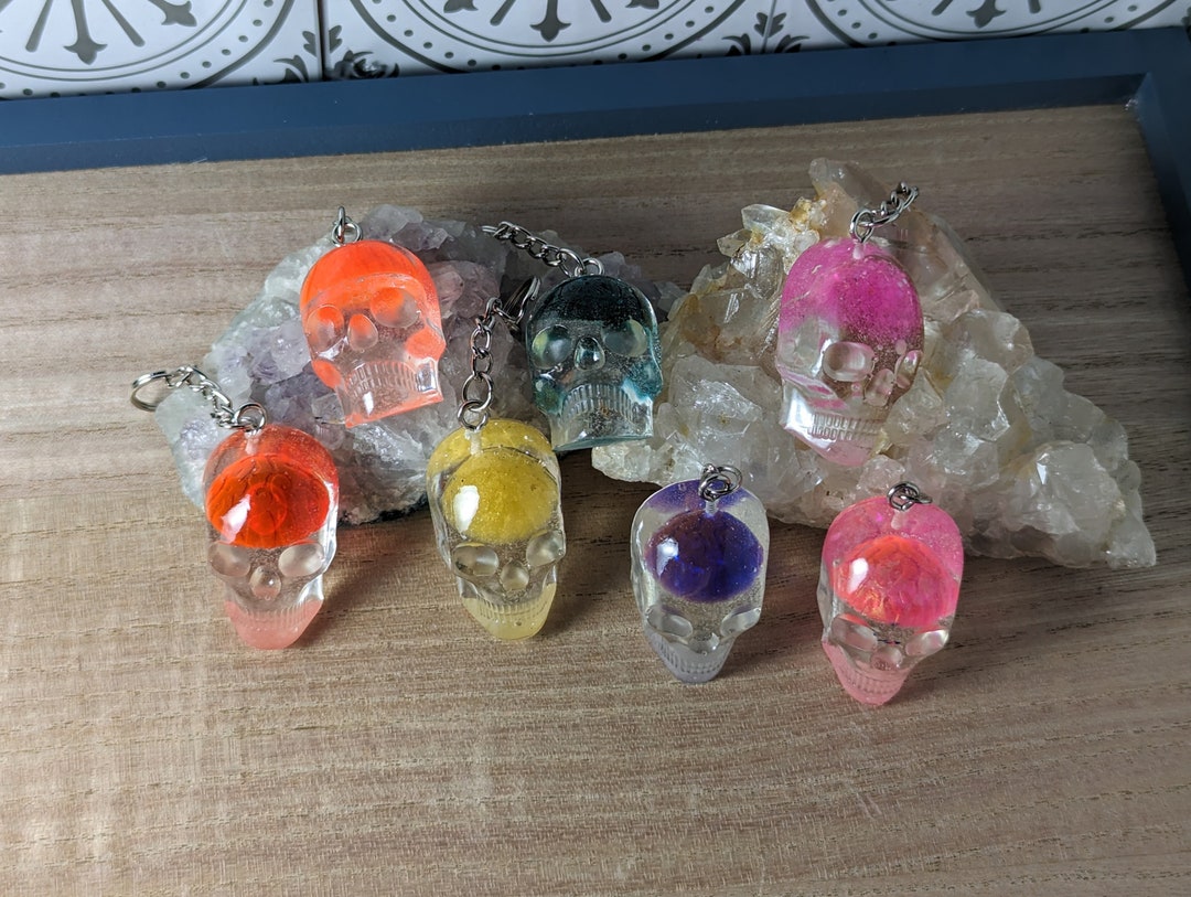 Colorful Brain Keychains - Spooky See Through Skulls With Brightly ...