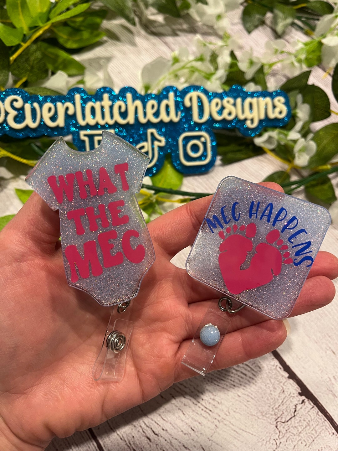 Meconium Happens Badge Reel,mother Baby Glitter Interchangeable Badge ...