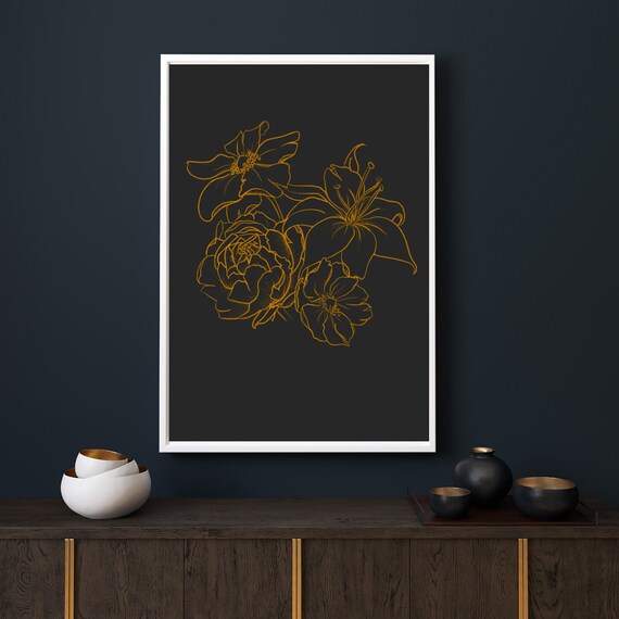 Dainty Wall Art Printable Flower Bouquet Digital Download | Etsy