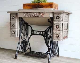 Antique Wood Singer Treadle Sewing Machine Drawer With Raised Design on ...