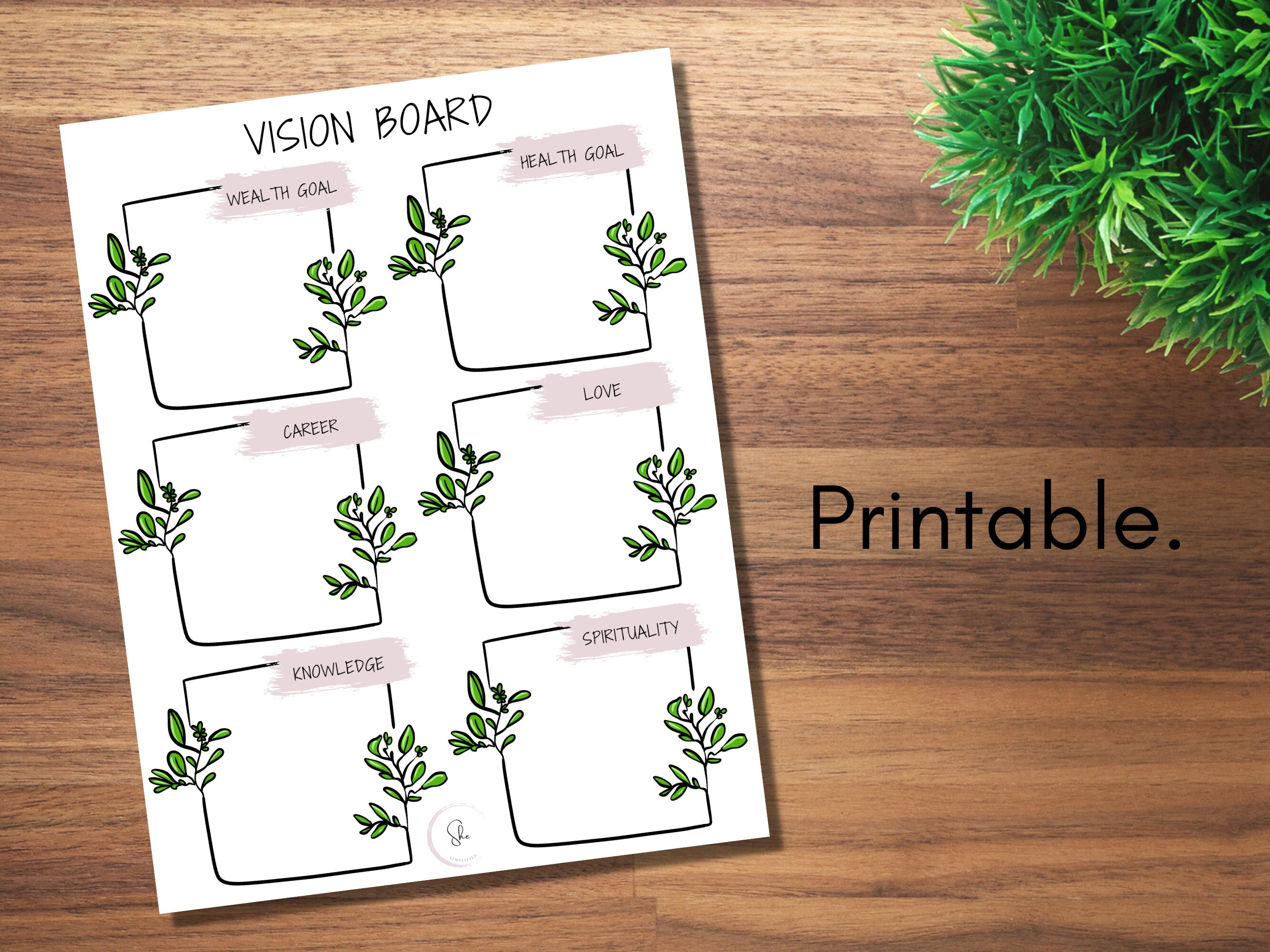 Simple Vision Board Sheet Printable - Etsy