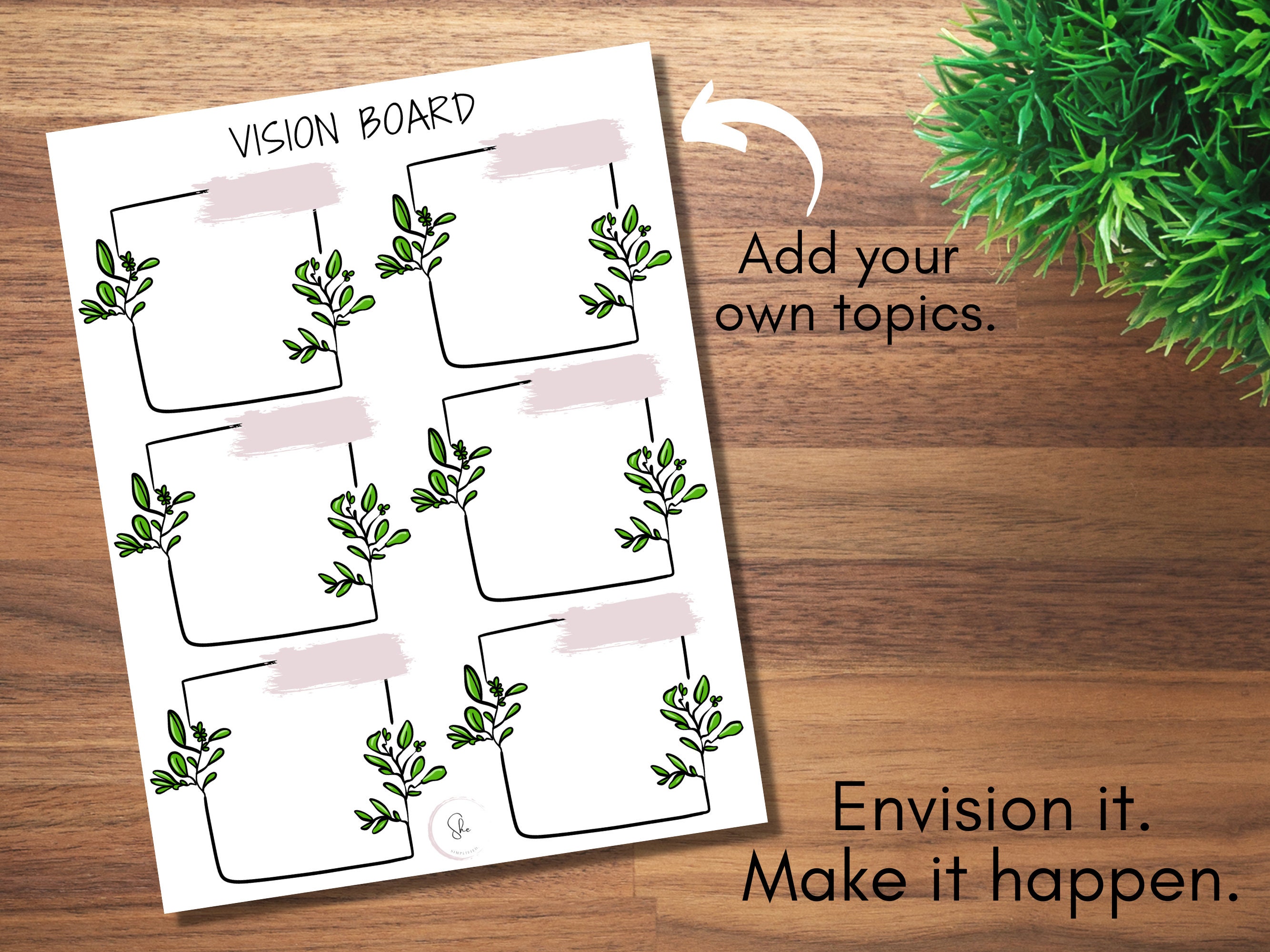 Simple Vision Board Sheet | Printable - Etsy