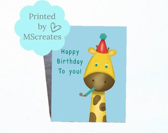 Giraffe Birthday Card, Greeting Card for Children - Etsy