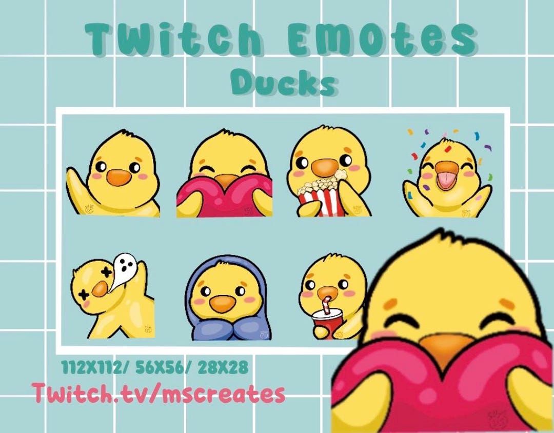 Yellow Duck Twitch Emotes: Premade Streaming Emoji Pack (instant ...