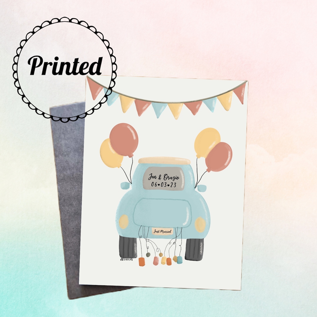 Custom Car Card With Names and Date of Wedding 4.5 X 5.5 - Etsy