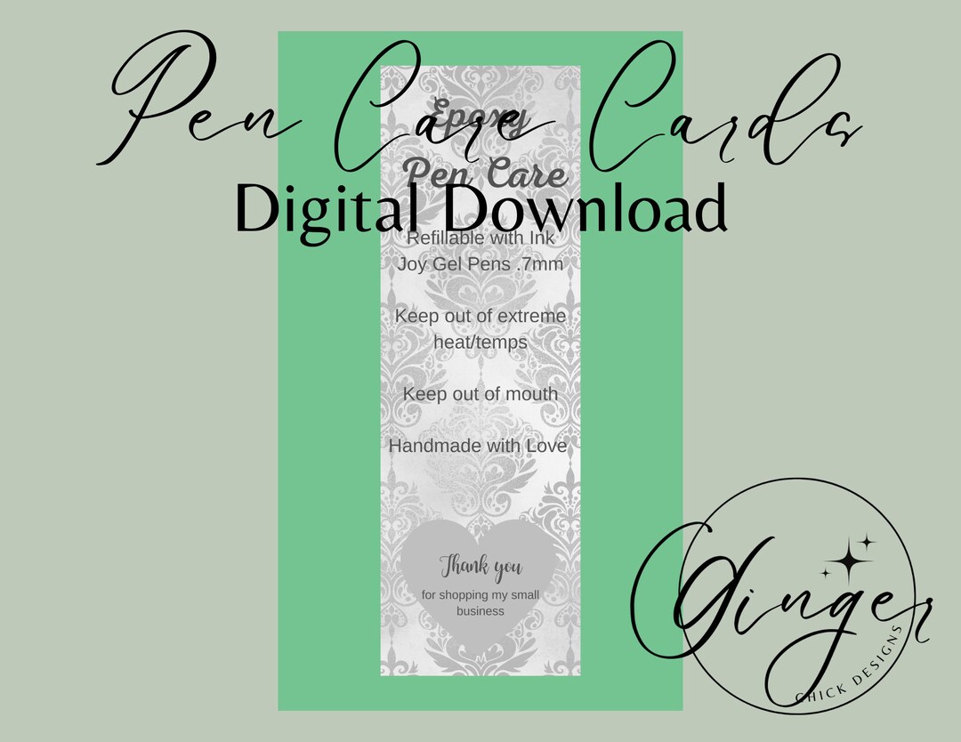 Epoxy Pen Care Card Template, Pen Wrap Display (PDF, PNG) - Etsy