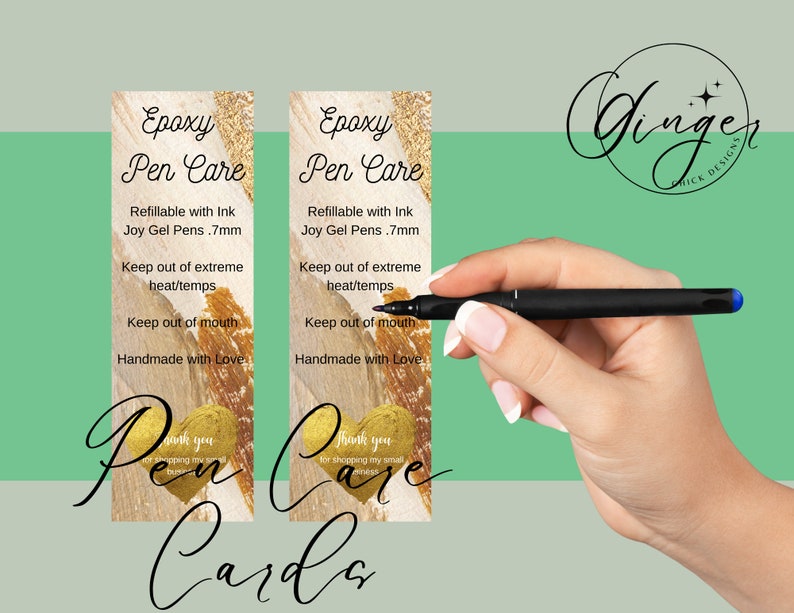 Epoxy Pen Care Card Template, Printable Pen Instructions (PDF, PNG) - Etsy