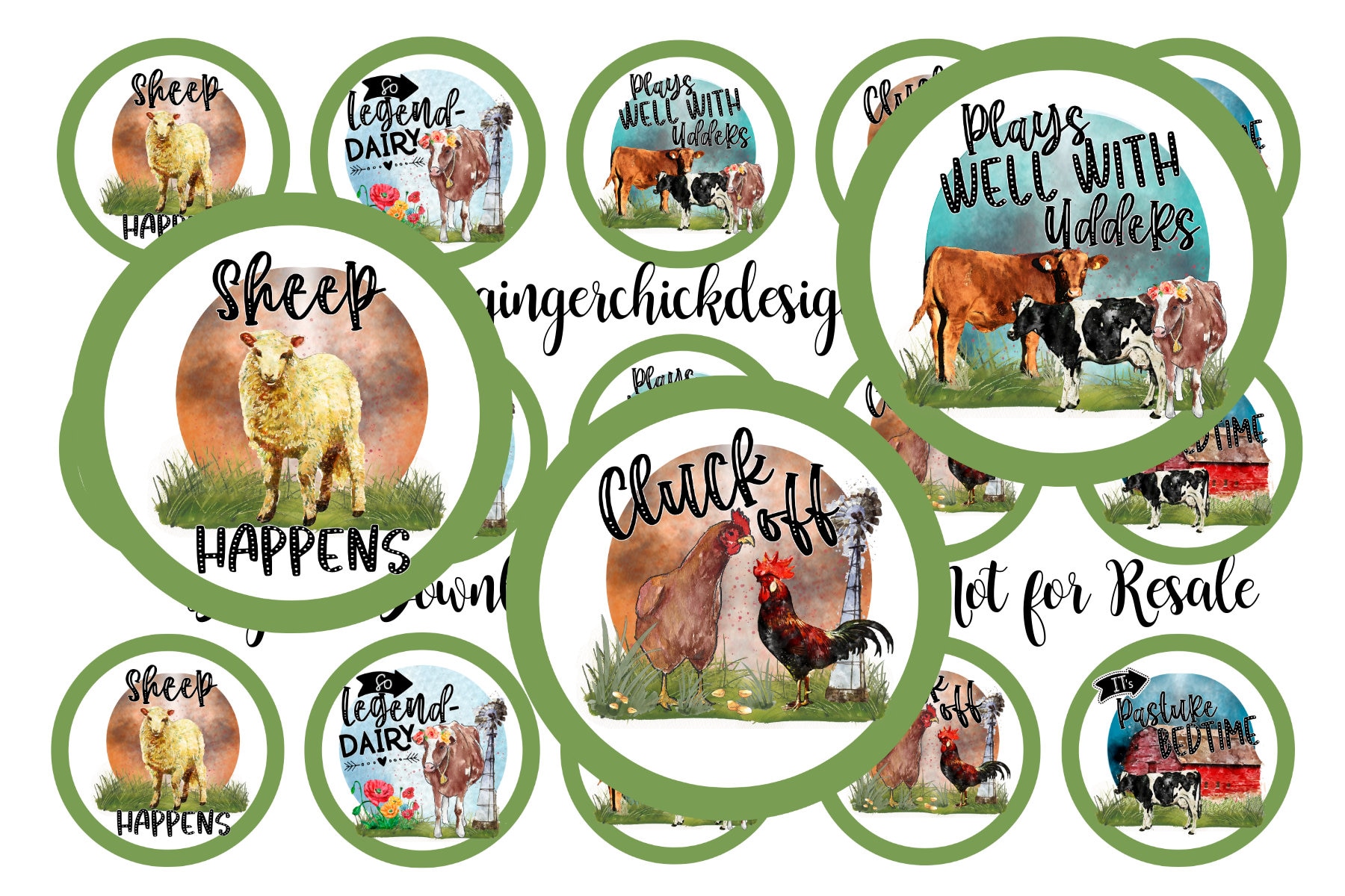 Funny Farm Animals Bci-bottle Cap Images 1 Inch Circles Circle Images ...