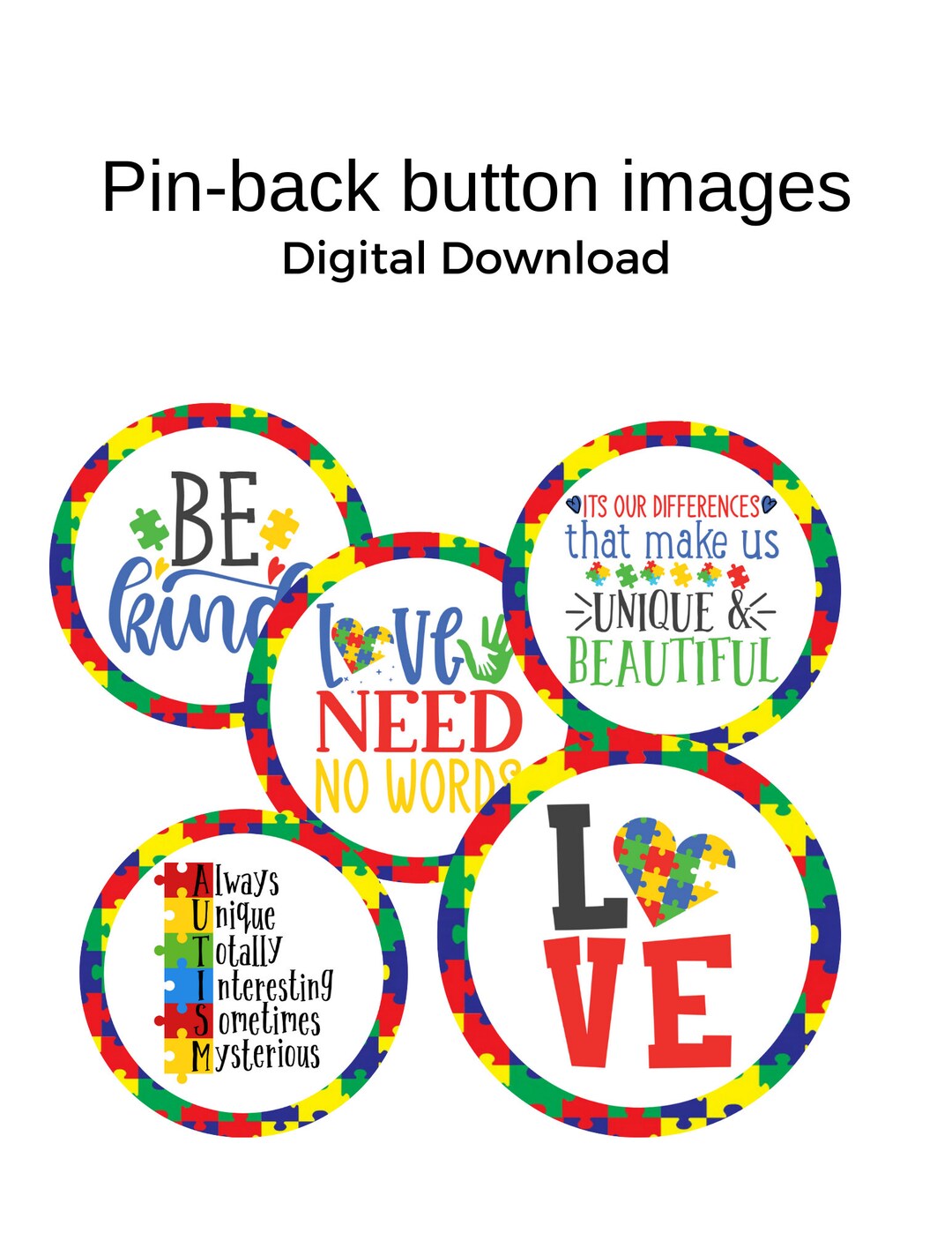 Autism Button Images 2.25 Inch Circles Circle Images - Etsy