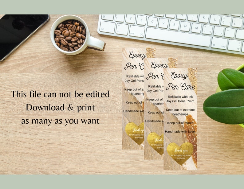Epoxy Pen Care Card Template, Printable Pen Instructions (PDF, PNG) - Etsy