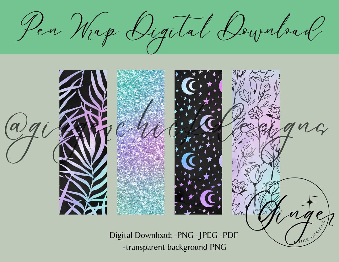 Pen Wraps | Pen Skins | Holographic | 4 Designs | PNG/JPEG - Etsy