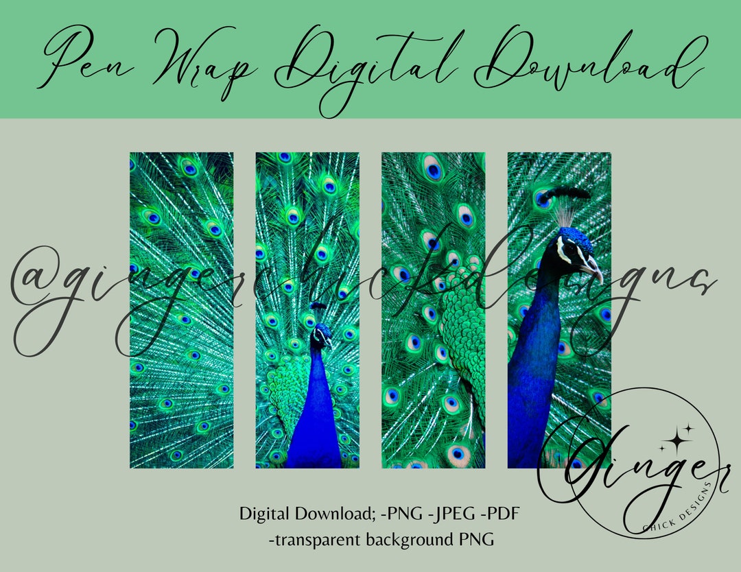 Pen Wraps | Pen Skins | Peacocks | 4 Designs | PNG/JPEG - Etsy