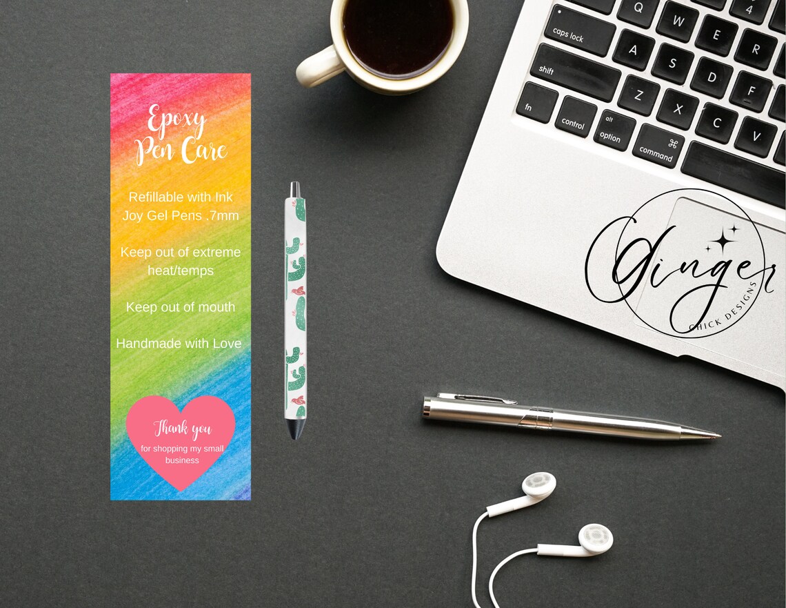 Epoxy Pen Care Card, Printable Pen Wrap Display (PDF, PNG) - Etsy
