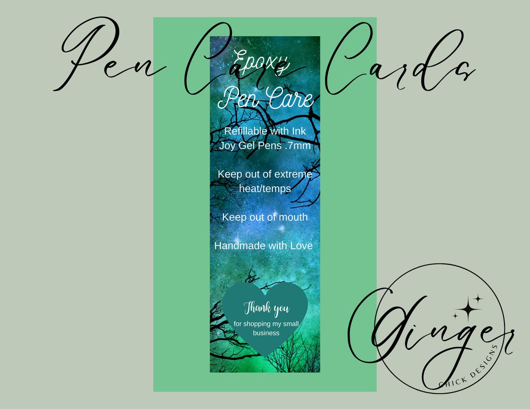 Epoxy Pen Care Card Template, Pen Wrap Display (PDF, PNG) - Etsy