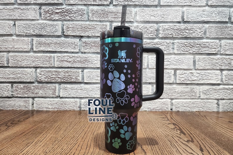 STANLEY 40oz Laser Engraved Animal Pet Paw Print Tumbler Water Bottle ...