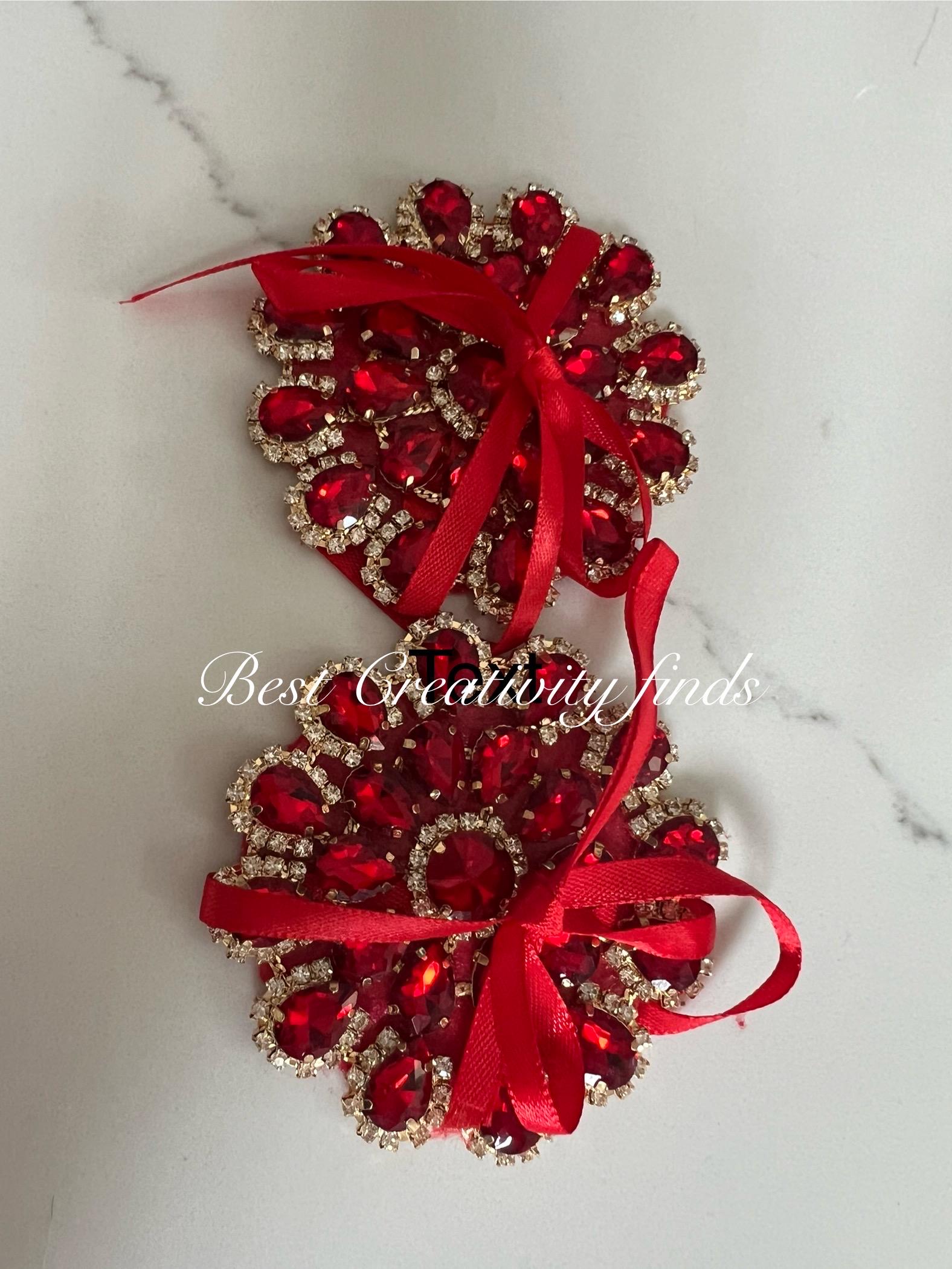 Red Crystal Hand Cover Wrap – Afghan Bridal Henna, Mehndi Night Aina ...