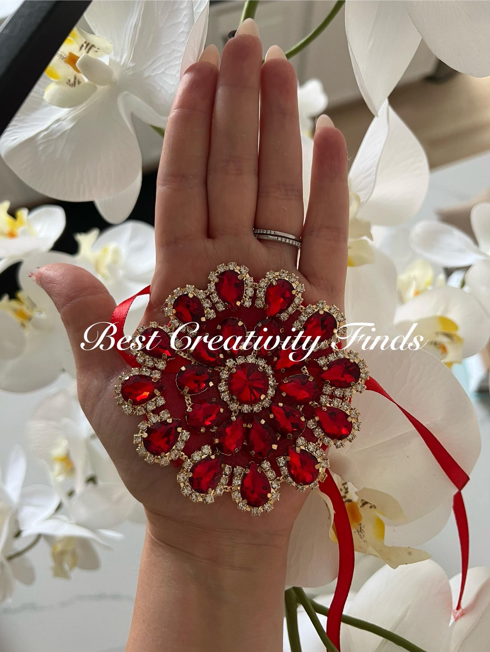 Red Crystal Hand Cover Wrap – Afghan Bridal Henna, Mehndi Night Aina ...