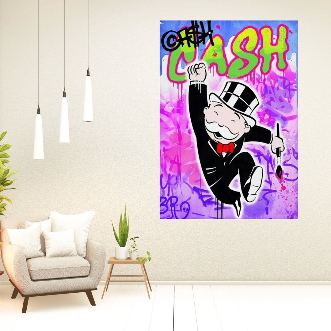 CASH Graffiti Monopoly Canvas Painting || Motivating Modern Wall Art ...