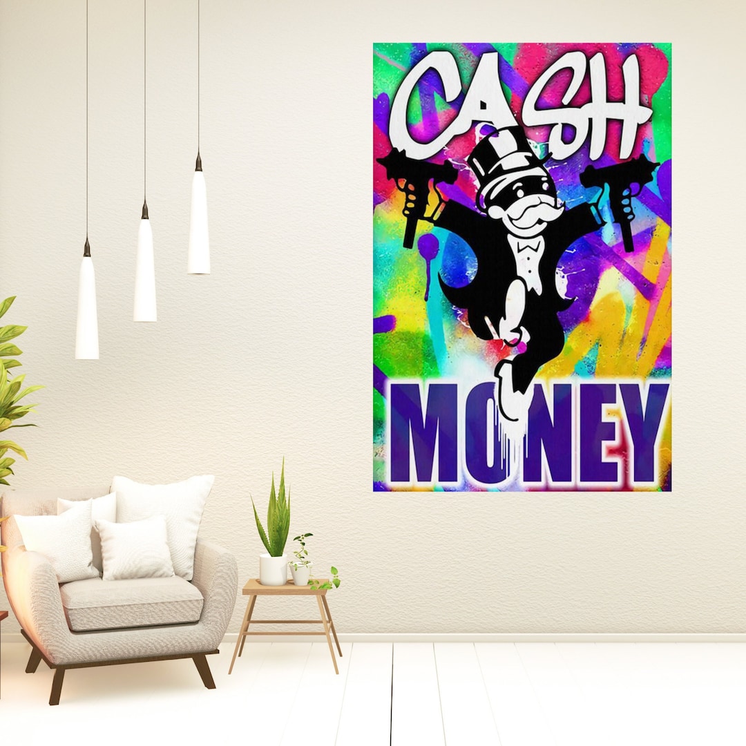 Cash Money Graffiti Monopoly Canvas Painting || Motivating Modern Wall ...