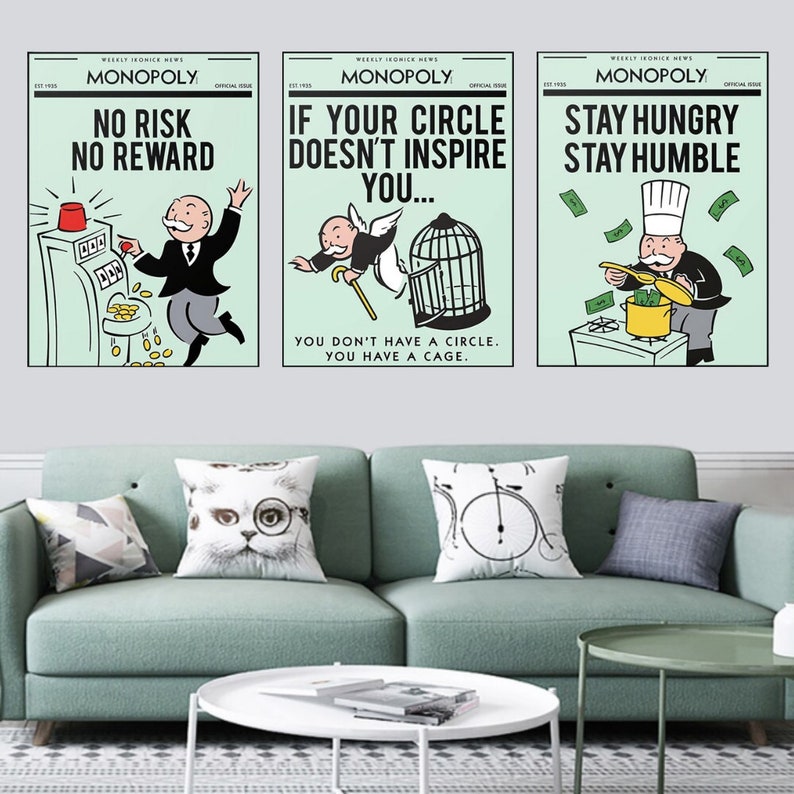 Monopoly 'inspire You' Canvas Painting: Modern Motivation Wall Art - Etsy