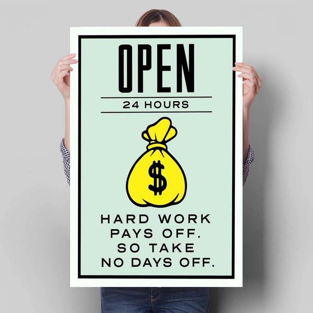 HARD WORK Pays off Monopoly Canvas Painting || Motivating Modern Wall ...