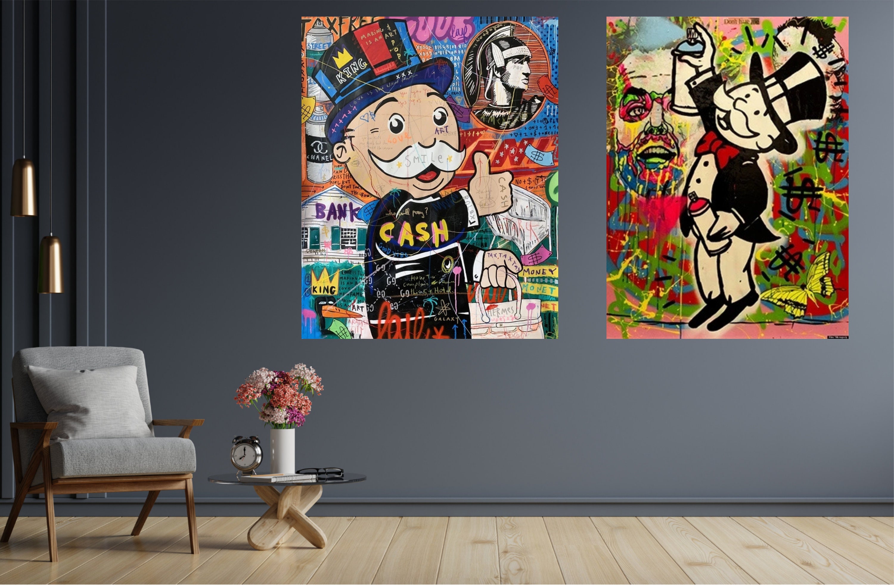 Alec Spray Painting Graffiti Monopoly Canvas Painting Motivating Modern ...