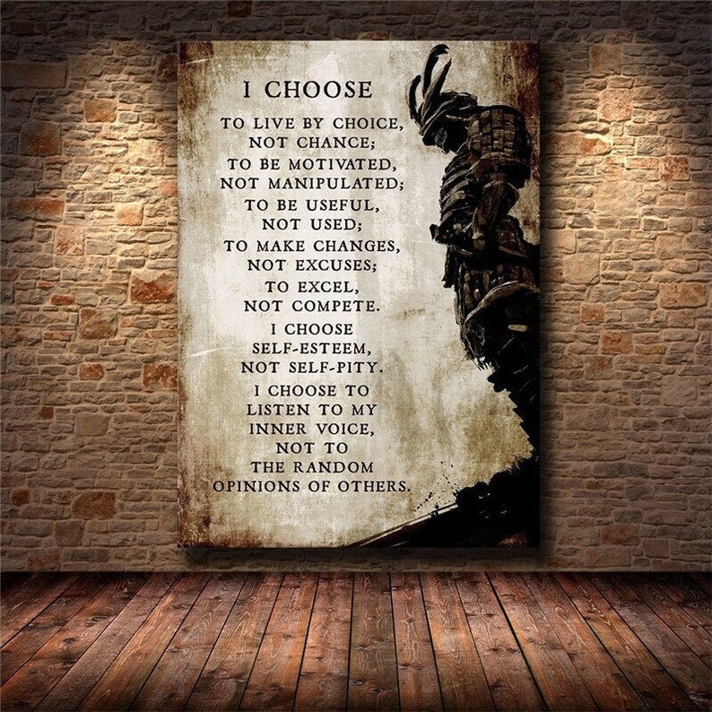 Inspirational Canvas Painting: Samurai Motivation Wall Art - Etsy