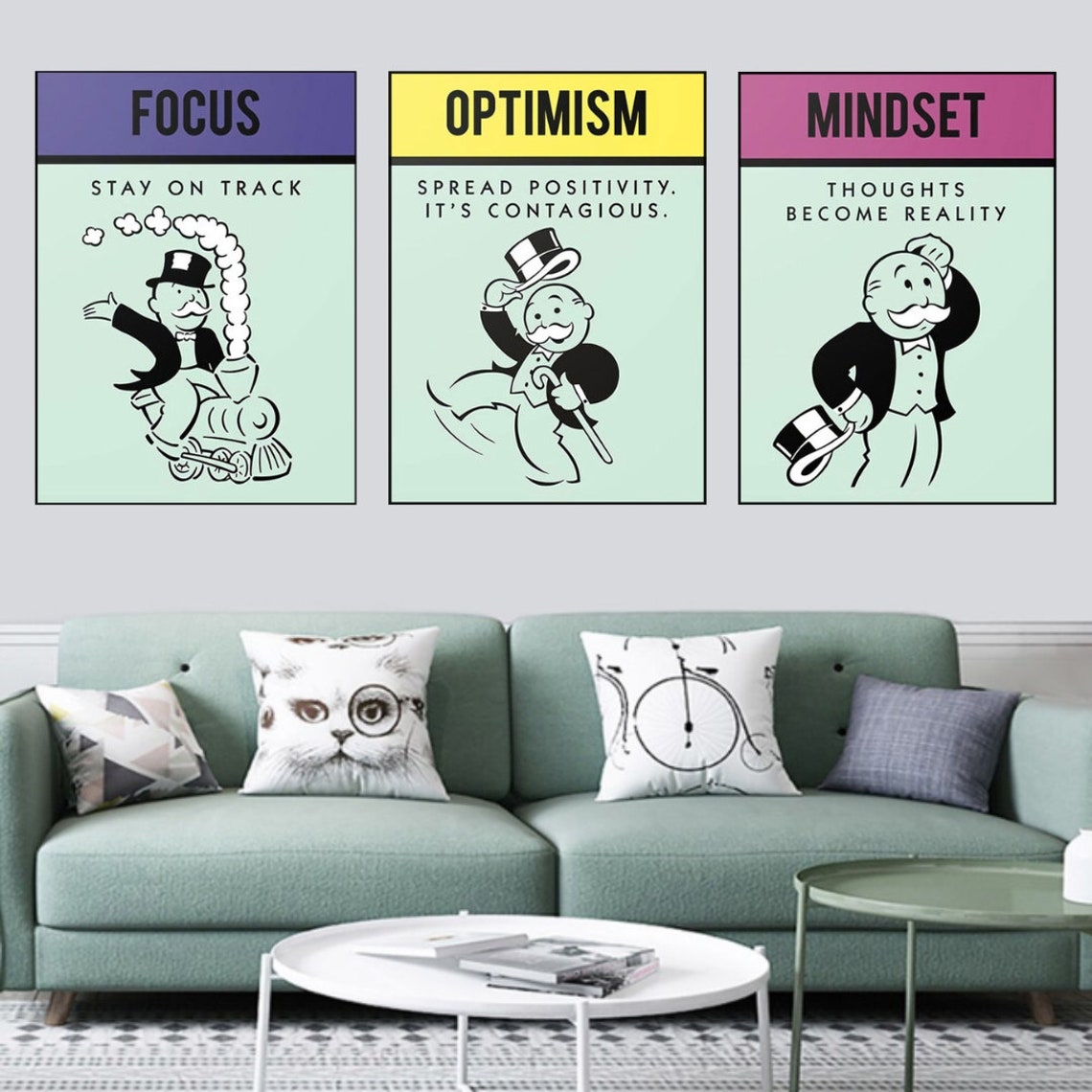 OPTIMISM Spread POSITIVITY Its Contagious Monopoly Canvas Painting ...