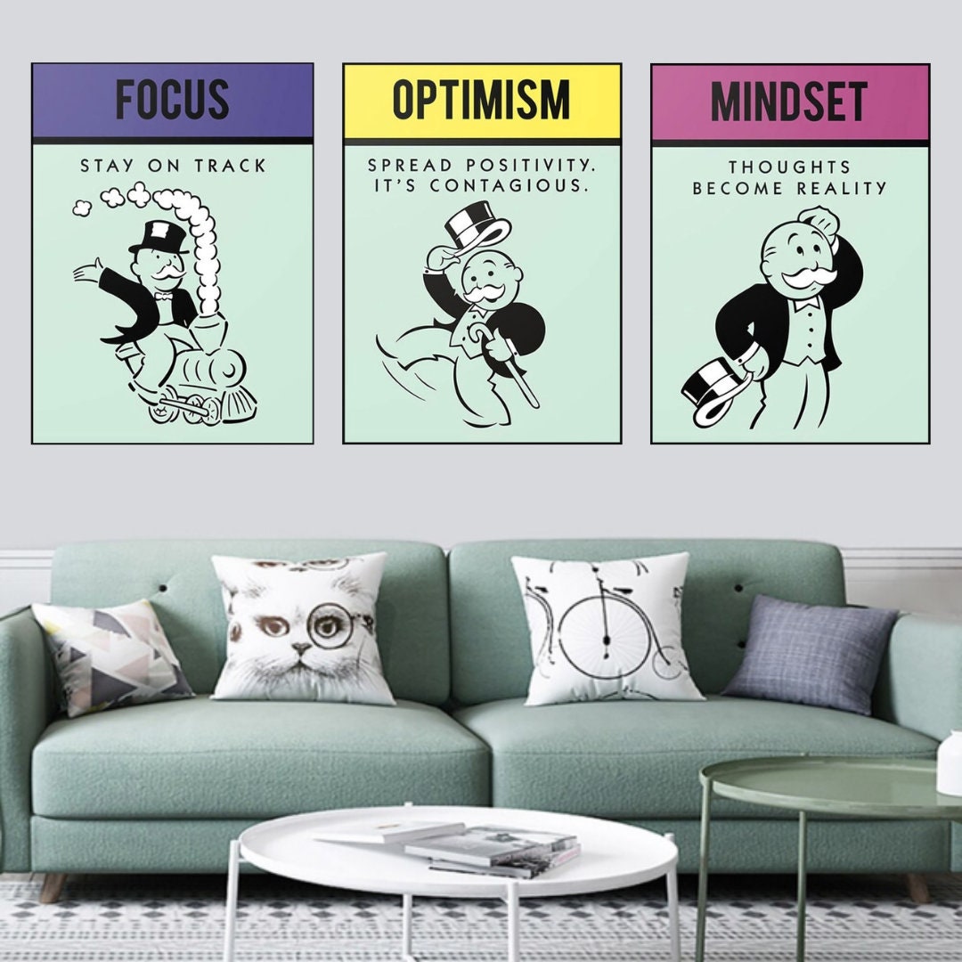 FOCUS Stay on Track Monopoly Canvas Painting Motivating Modern Wall Art ...