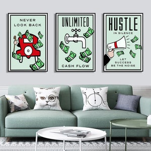 NEVER Look BACK Monopoly Canvas Painting || Motivating Modern Wall Art ...