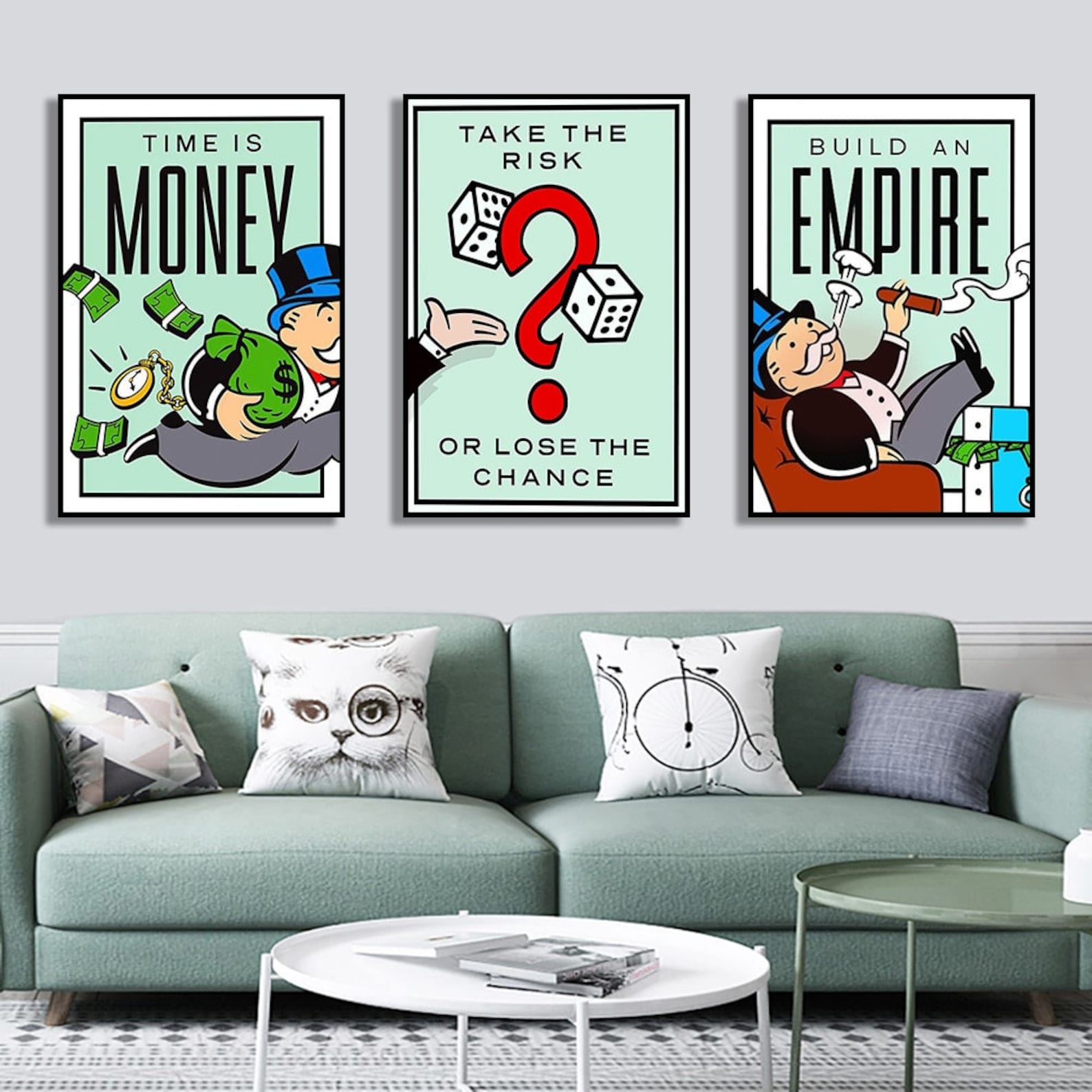 TIME is MONEY Monopoly Canvas Painting Motivating Modern - Etsy