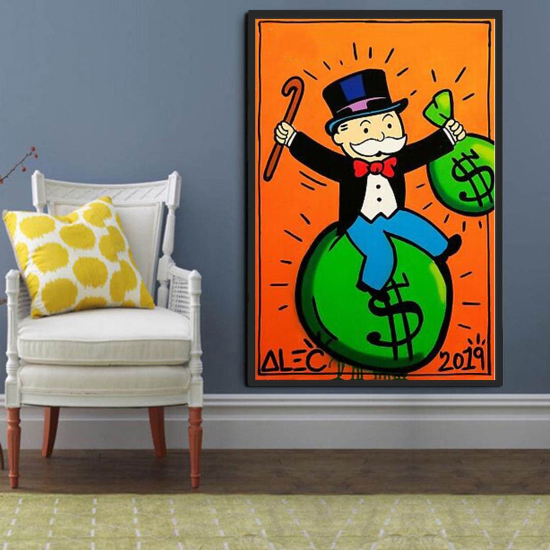ALEC Sitting on Cash Bag Monopoly Canvas Painting || Motivating Modern ...