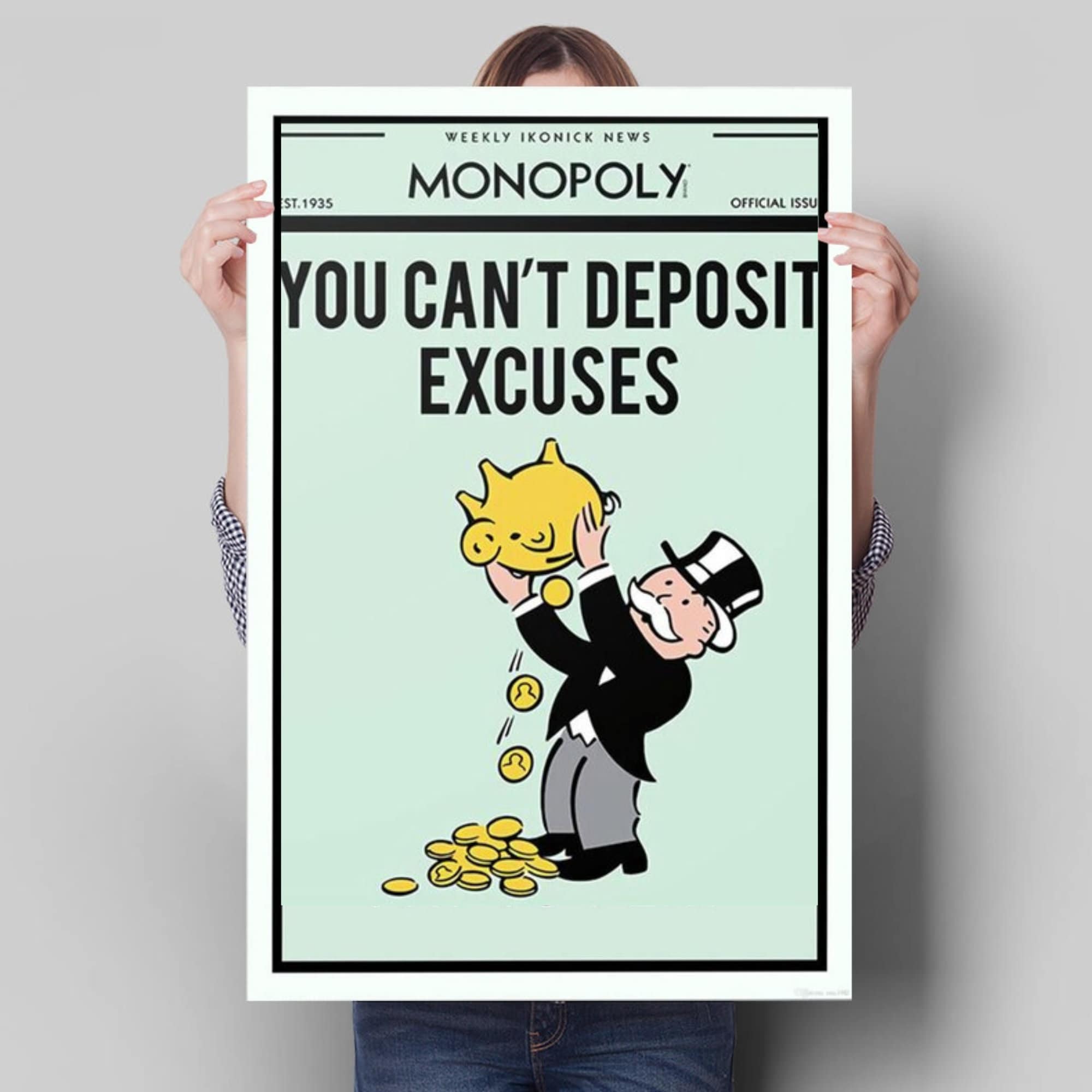 You Can't Deposit EXCUSES Monopoly Canvas Painting || Motivating Modern ...