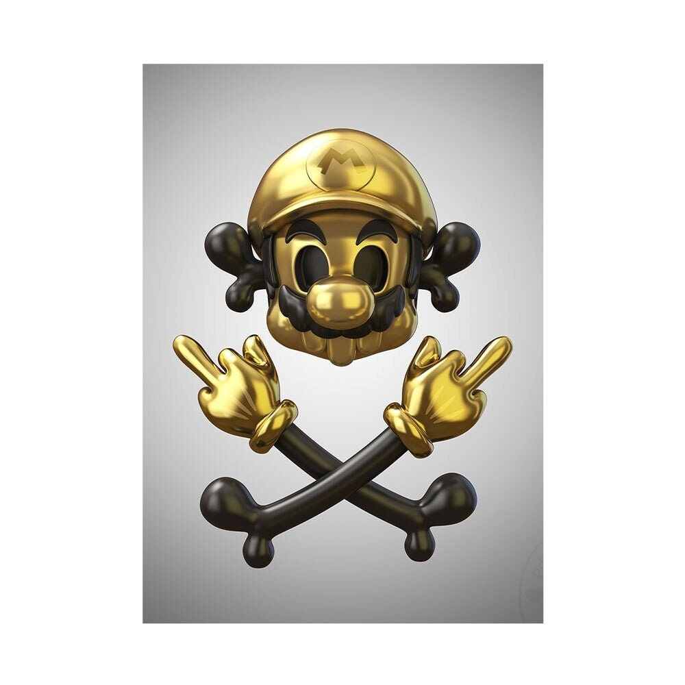 GOLD Mario CARTOON MOTIVATION Canvas Painting || Motivating Modern Wall ...