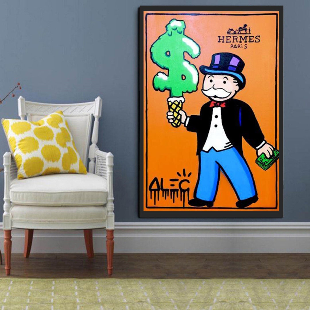 ALEC Holding Ice Cream Dollar Sign Monopoly Canvas Painting ...