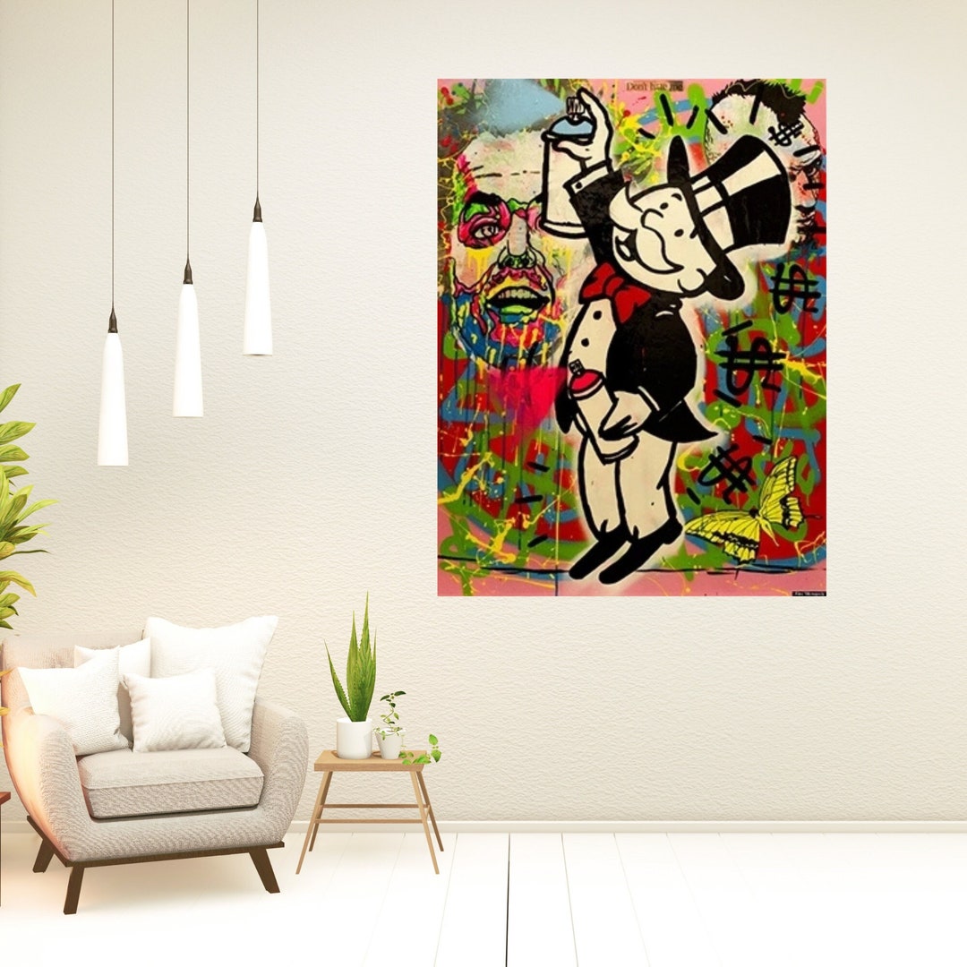 Alec Spray Painting Graffiti Monopoly Canvas Painting || Motivating ...