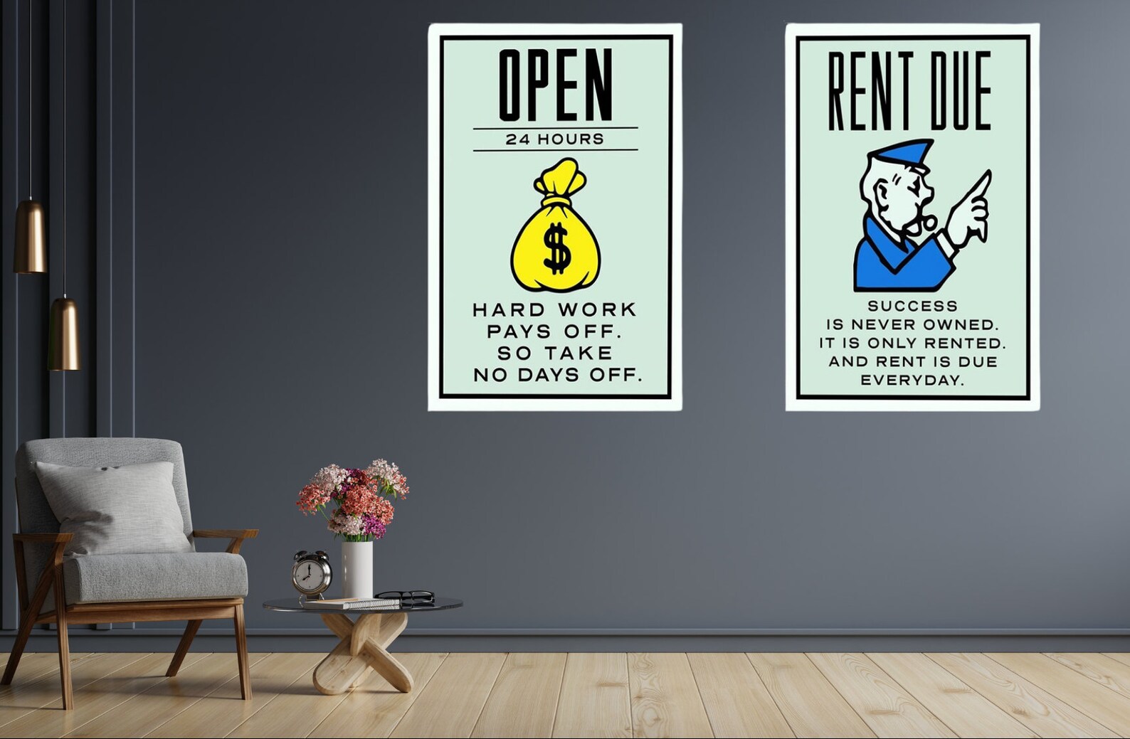 HARD WORK Pays off Monopoly Canvas Painting || Motivating Modern Wall ...