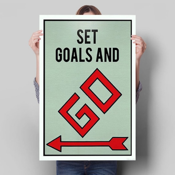 Set GOALS and GO Monopoly Canvas Painting Motivating Modern | Etsy