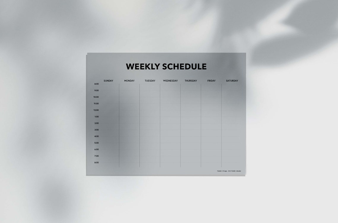 Neutral Weekly Schedule (printable, Digital) - Etsy